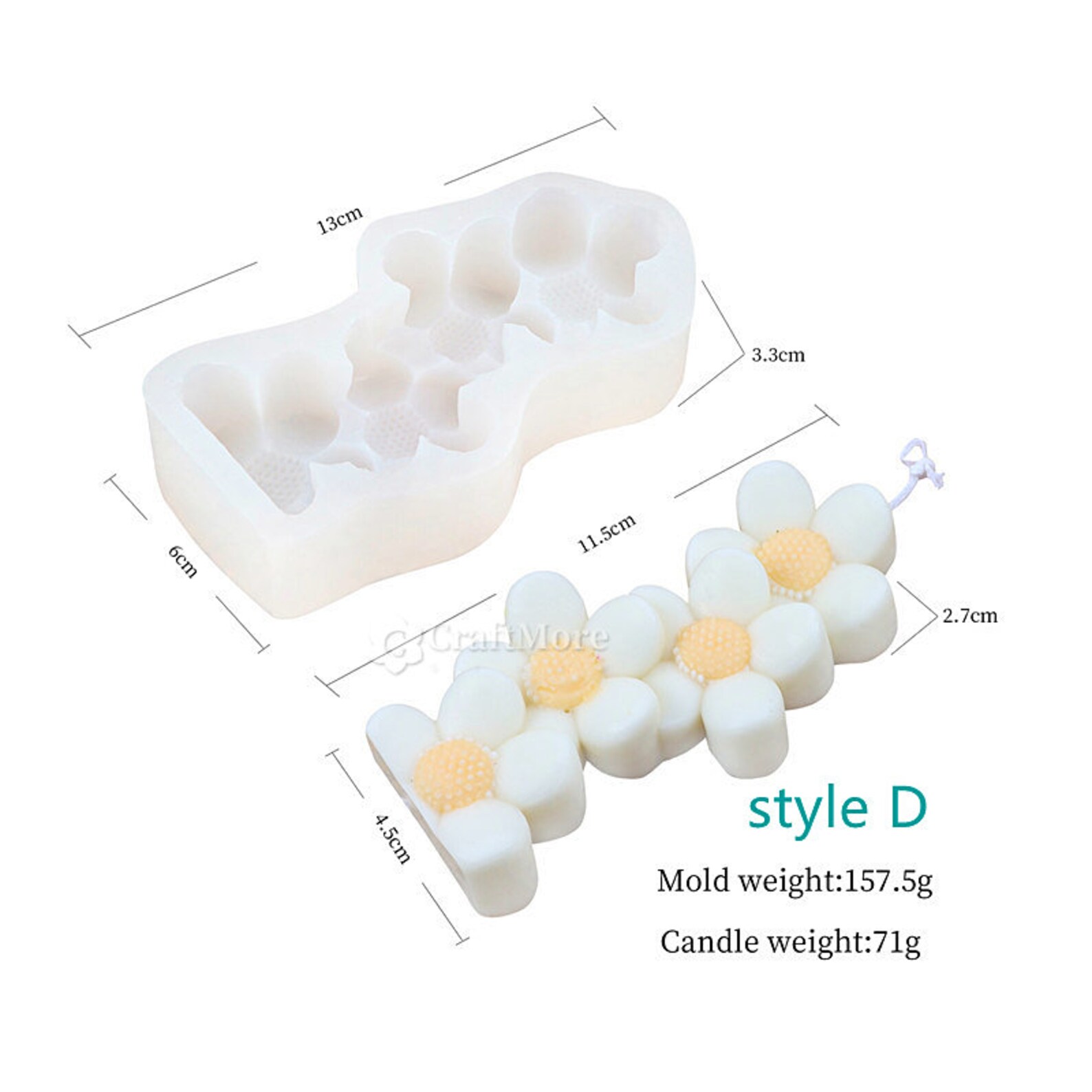 Flower Candle Mold-overlapping Flower Silicone Mold-heart Pillar Candle ...