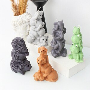 Cute Stacked Arhat Animal Candle Mold-animal Family Members Silicone ...