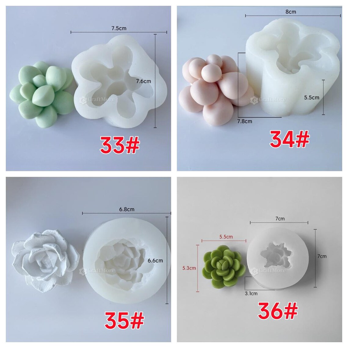 36 Styles Succulent Silicone Molds-succulents Plant Candle Mold-diy ...