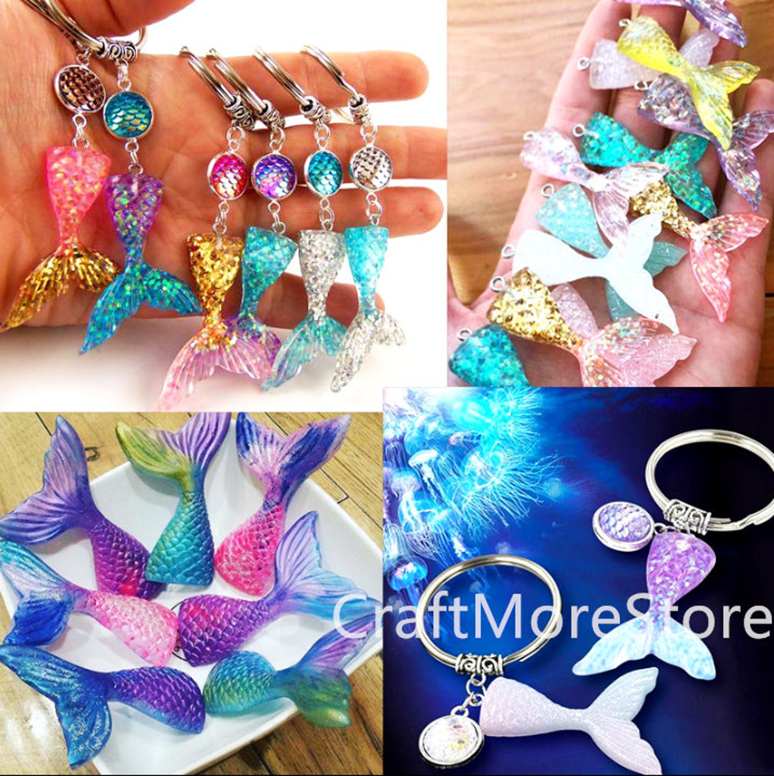 Mermaid Fish Tail Shape Resin Mold, Pendant Silicone Mold, for Home ...