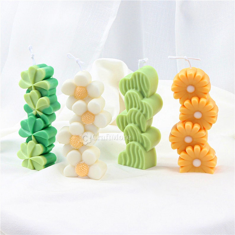 Flower Candle Mold-overlapping Flower Silicone Mold-heart Pillar Candle ...