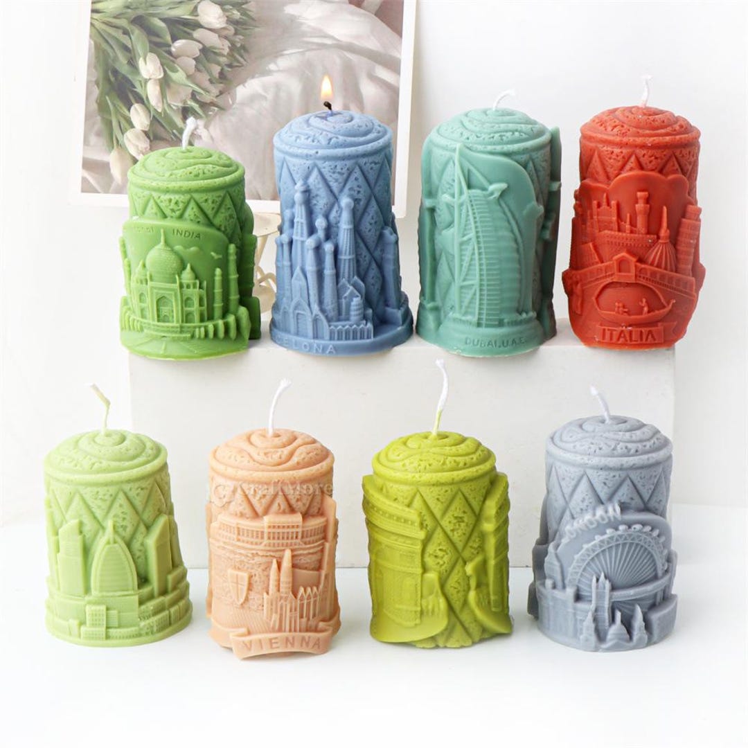Embossed Building Pillar Candle Silicone Mold-scented Candle Mold-city ...
