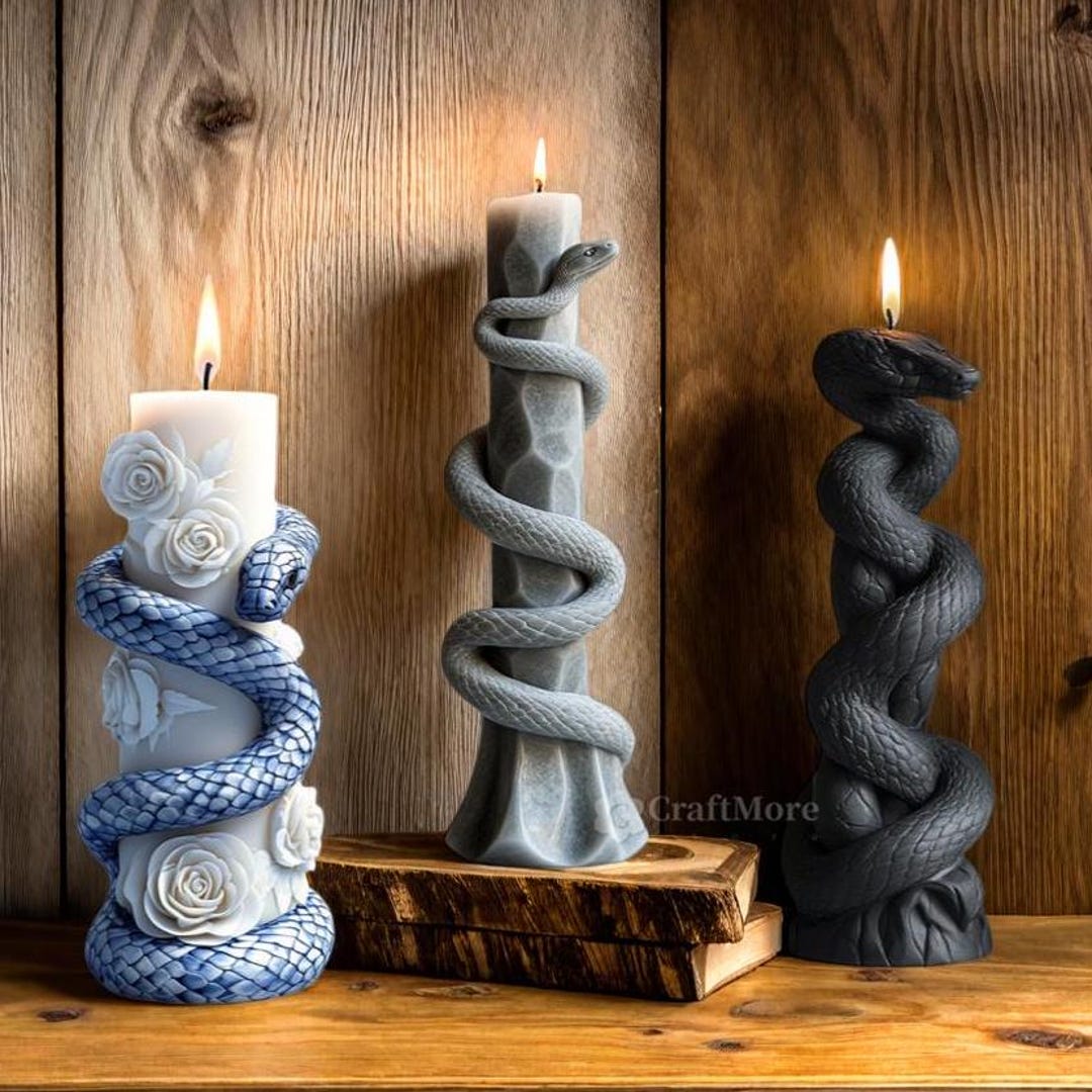 Embossed Snake Candle Silicone Mold-snake Pillar Candle Mold-scented ...