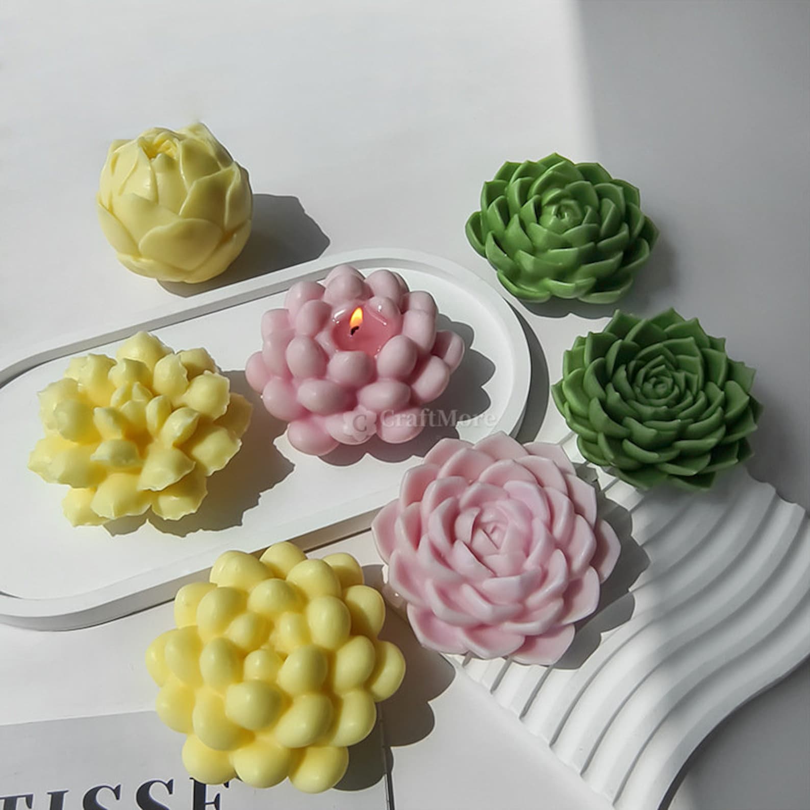8 Styles Succulent Silicone Molds-succulents Plant Candle Molds-flower ...