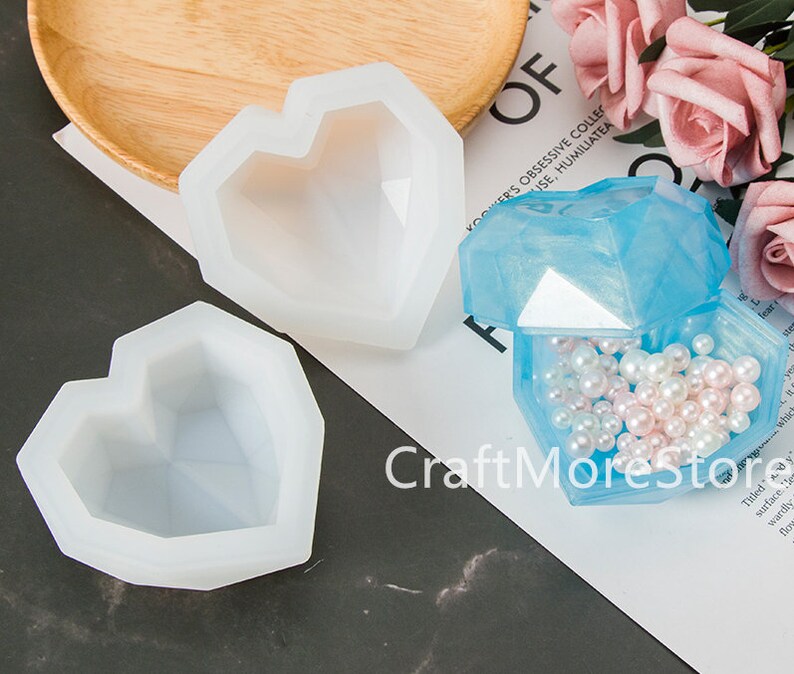 Diamond Mold Heart Storage Box Silicone Mold -heart Shaped Box Resin ...