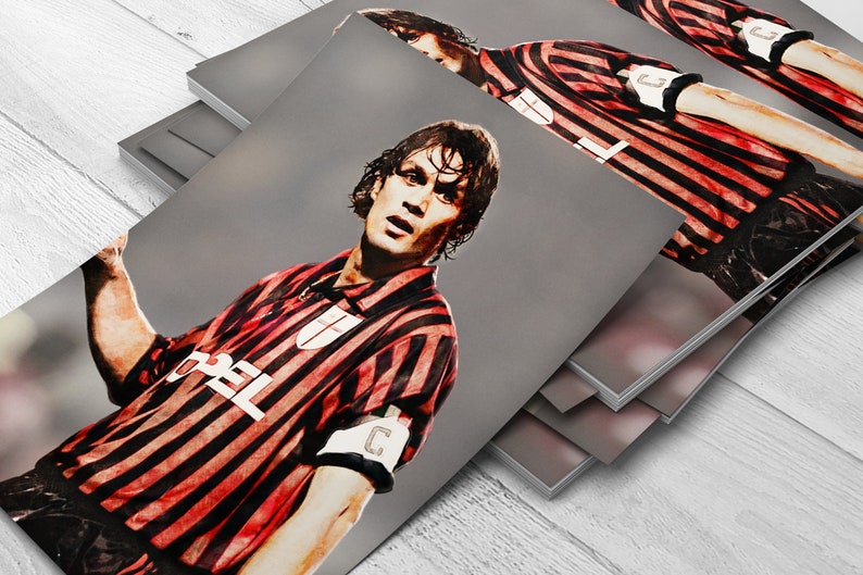 Paolo Maldini Poster, AC Milan Poster, AC Milan Wall Art, AC Milan ...