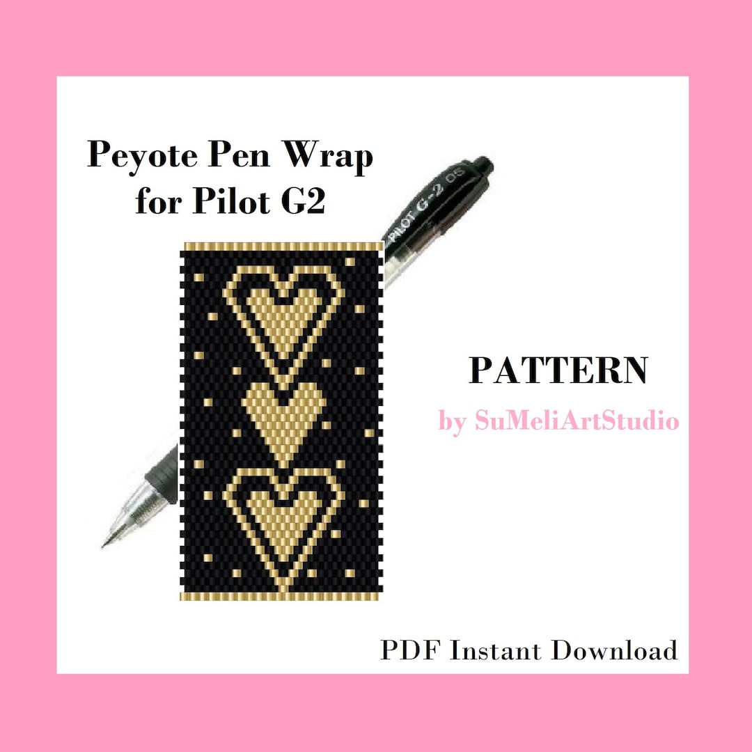 Heart Peyote Pen Wrap Pattern, Peyote Pen Even Cover Patterns for G2 ...