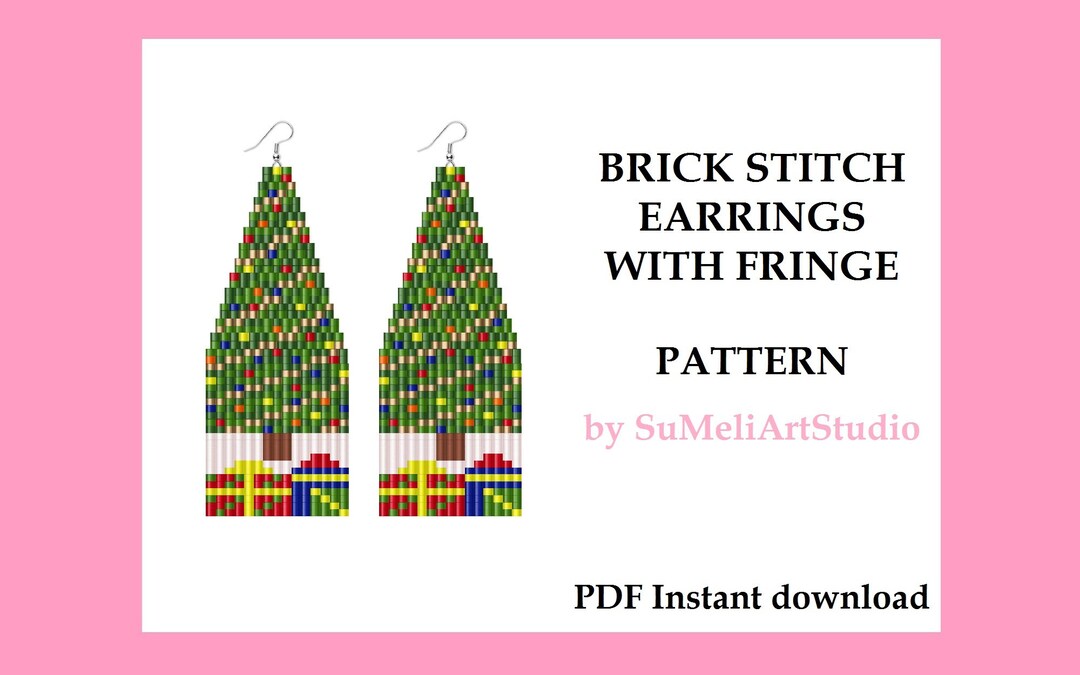 Christmas Tree Earrings Pattern, Beaded Winter Earrings Pattern, Xmas ...