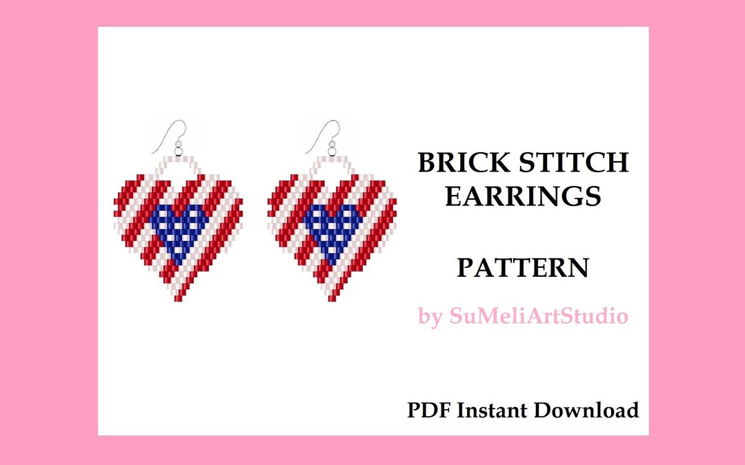 USA Flag Earring Pattern, 4th July Pattern Earrings, Patriotic Earrings ...
