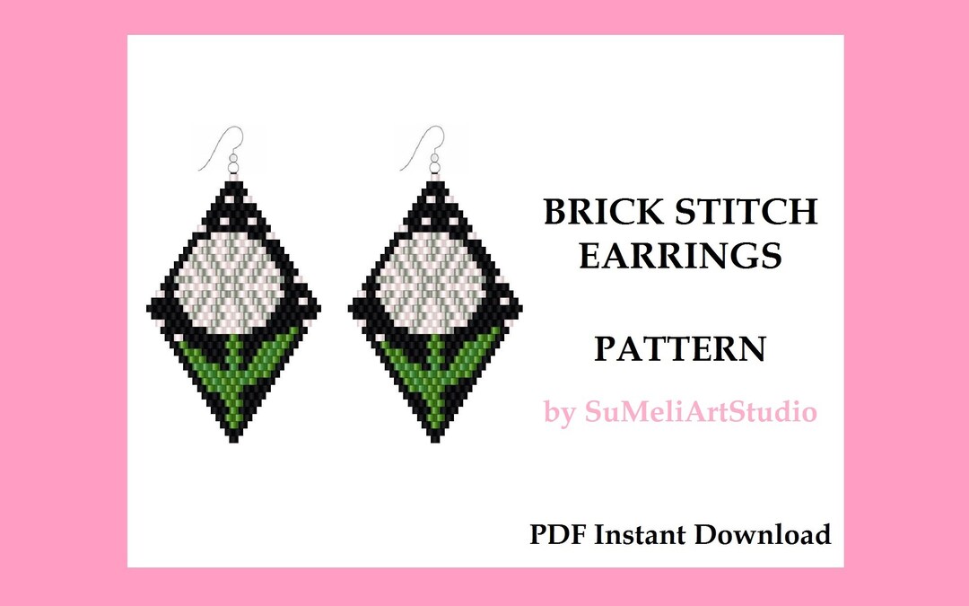 Dandelion Earrings Pattern, Floral Seed Bead Earrings Pattern, Brick ...