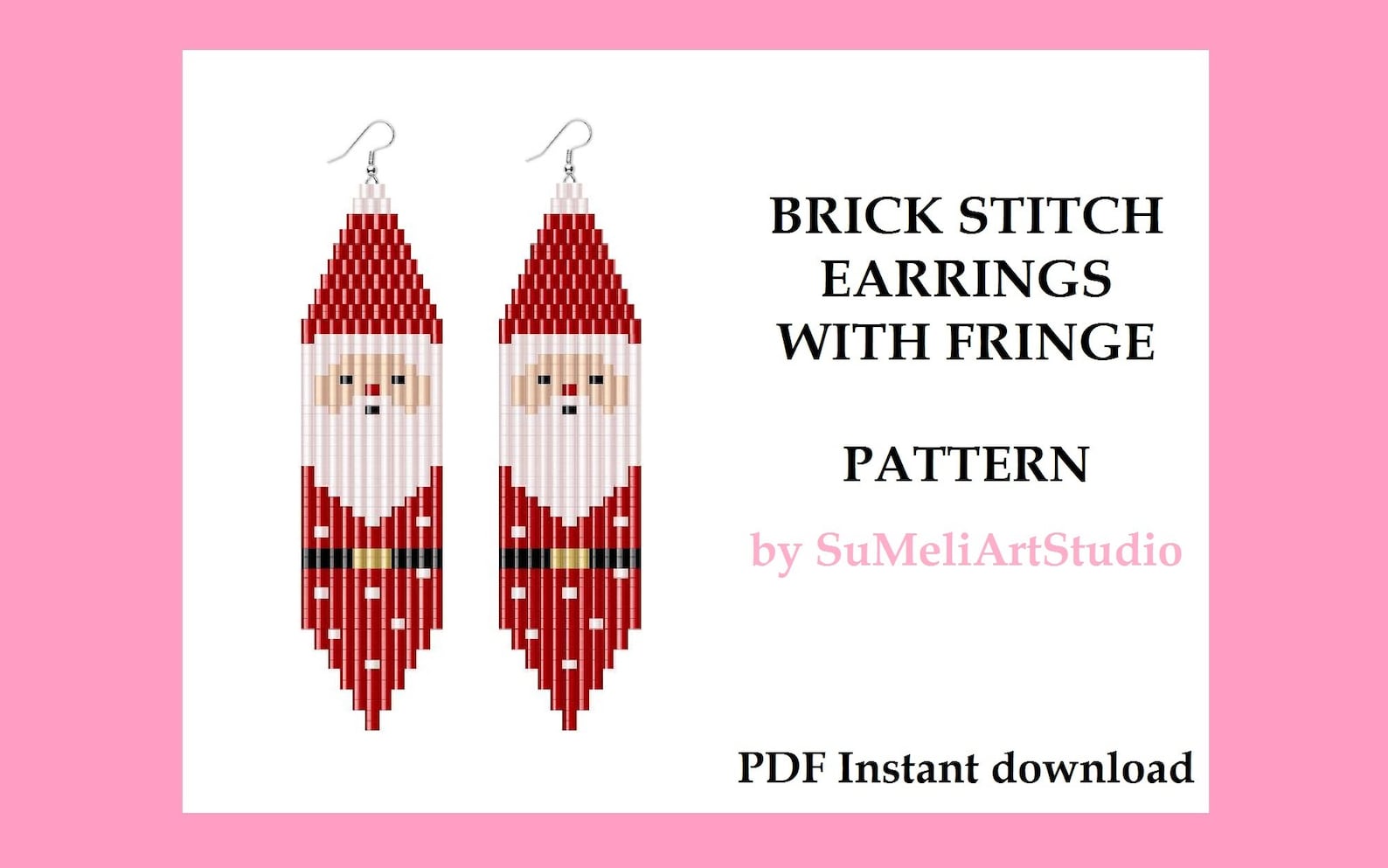 Santa Earrings Pattern, Christmas Earrings Pattern, Winter Earrings ...