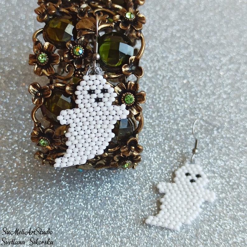 Boo Earrings for Halloween, Small Ghost Beaded Earrings, Cute Scary ...