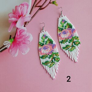 Flower Beaded Earrings, Mother’s Day Seed Bead Earrings, Floral Spring ...