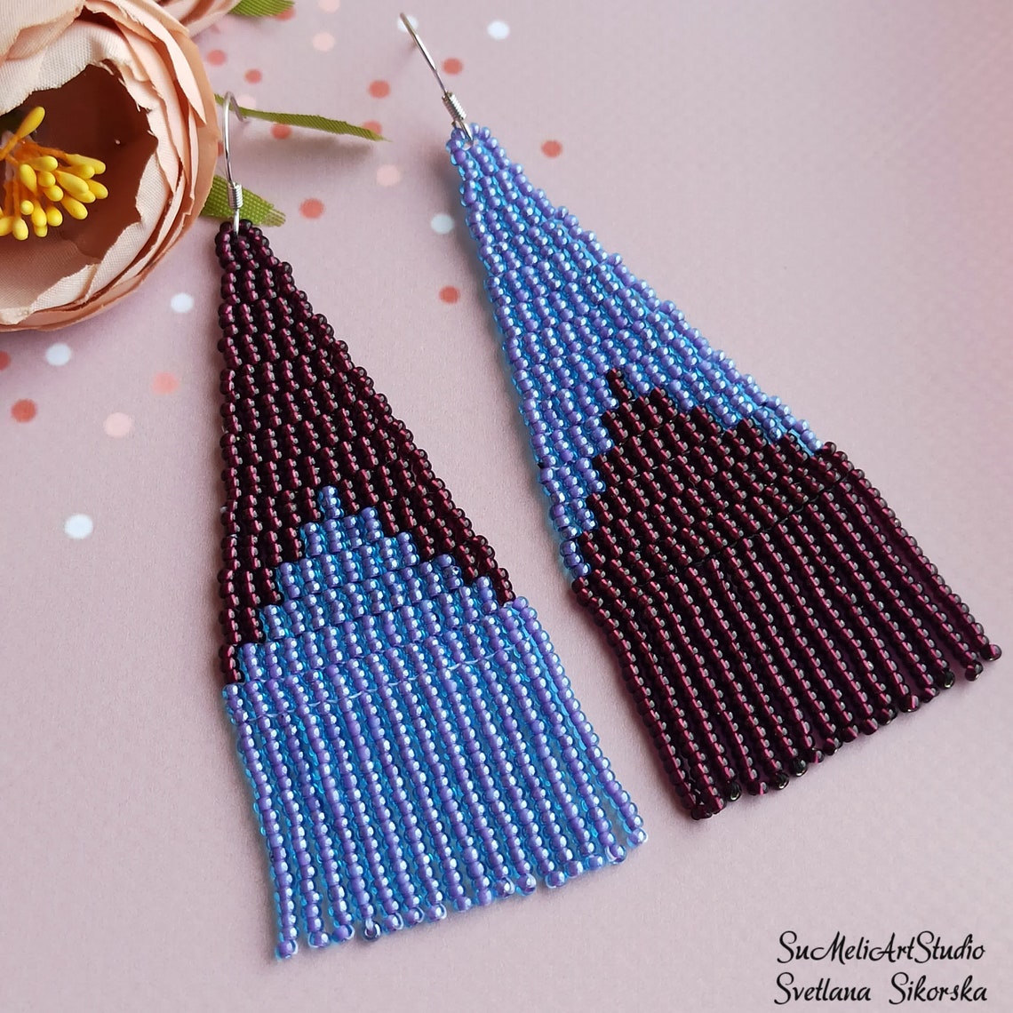 Luxury Beaded Earrings Long Bright Evening Earring Shining | Etsy