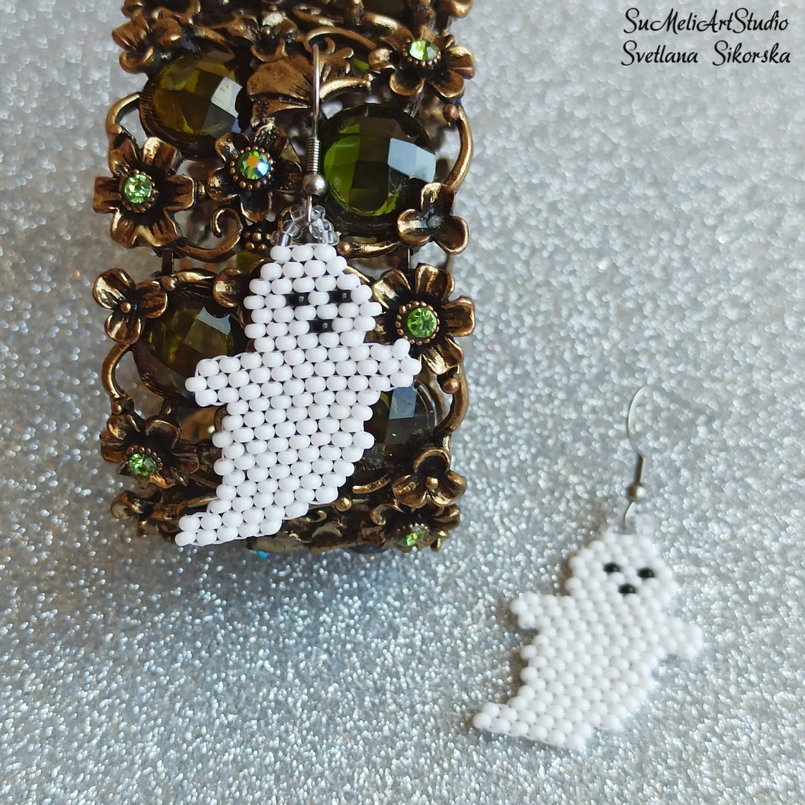 Boo earrings for Halloween Small ghost beaded earrings Cute | Etsy