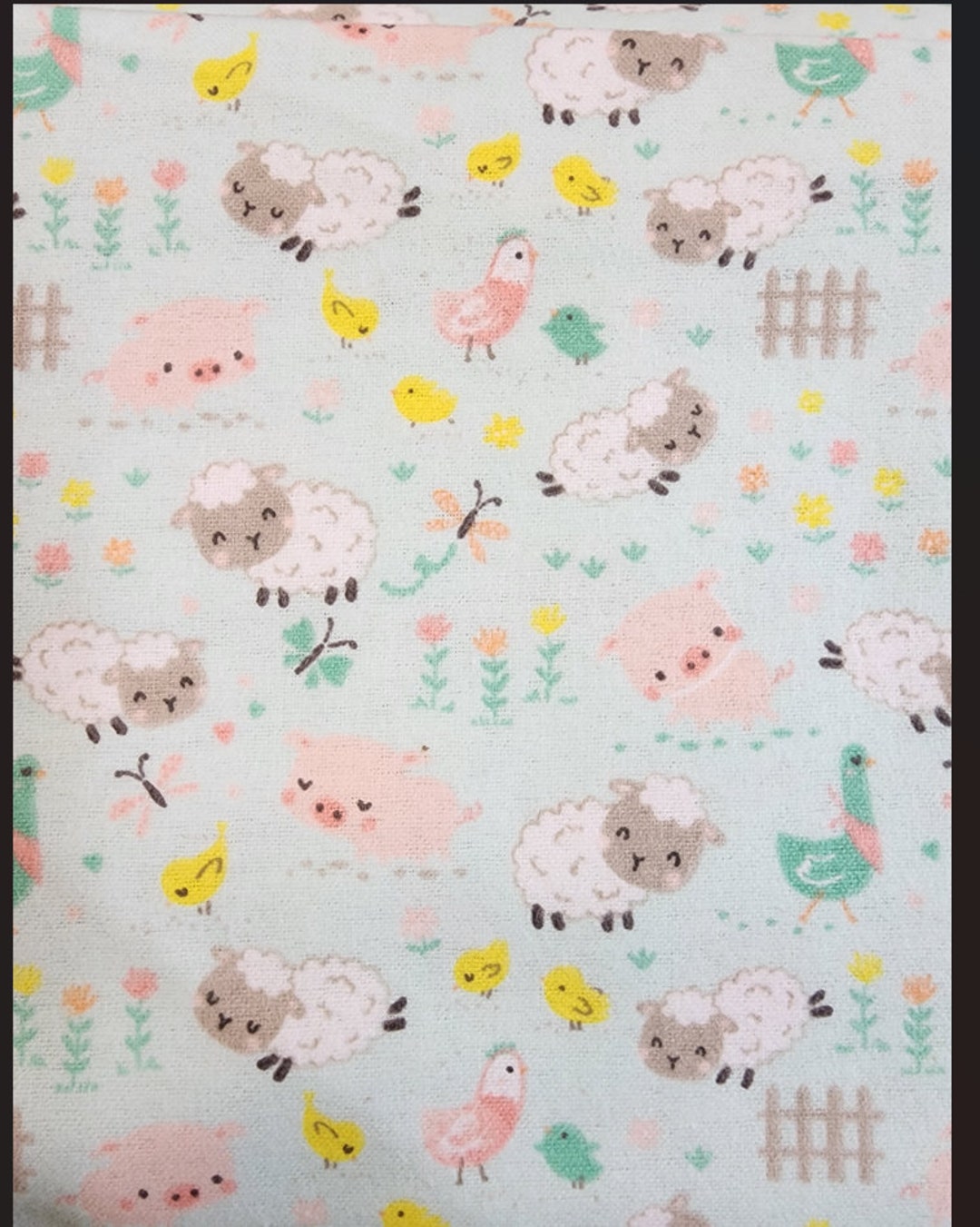 Flannel Farm Life Color Light Aqua Cotton Fabric - Etsy