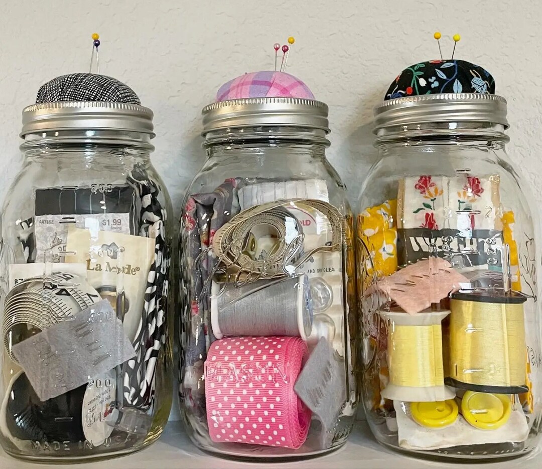 Pin Cushion Vintage Sewing Jar - Etsy