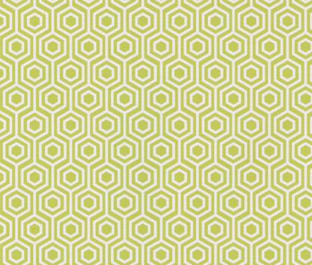 Hexagon Lime Cotton Fabric - Etsy