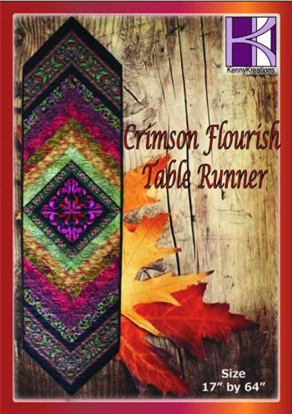 Crimson Flourish Table Runner Kenny Kreations Machine | Etsy