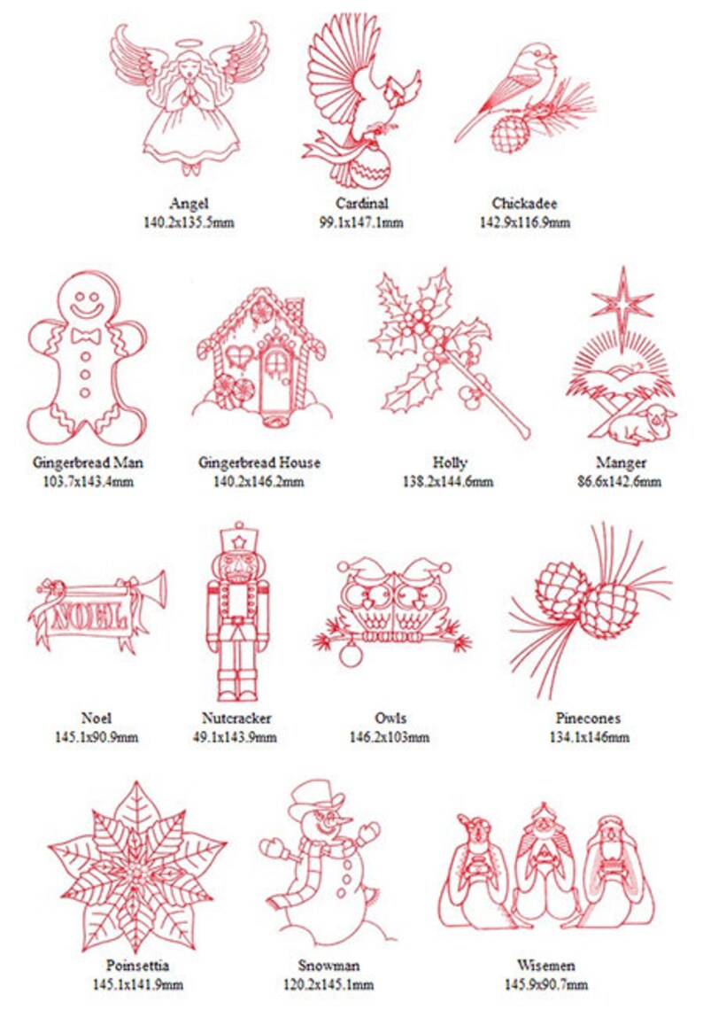 Christmas Redwork Embroidery CD w/SVG Designs by Hope Yoder | Etsy