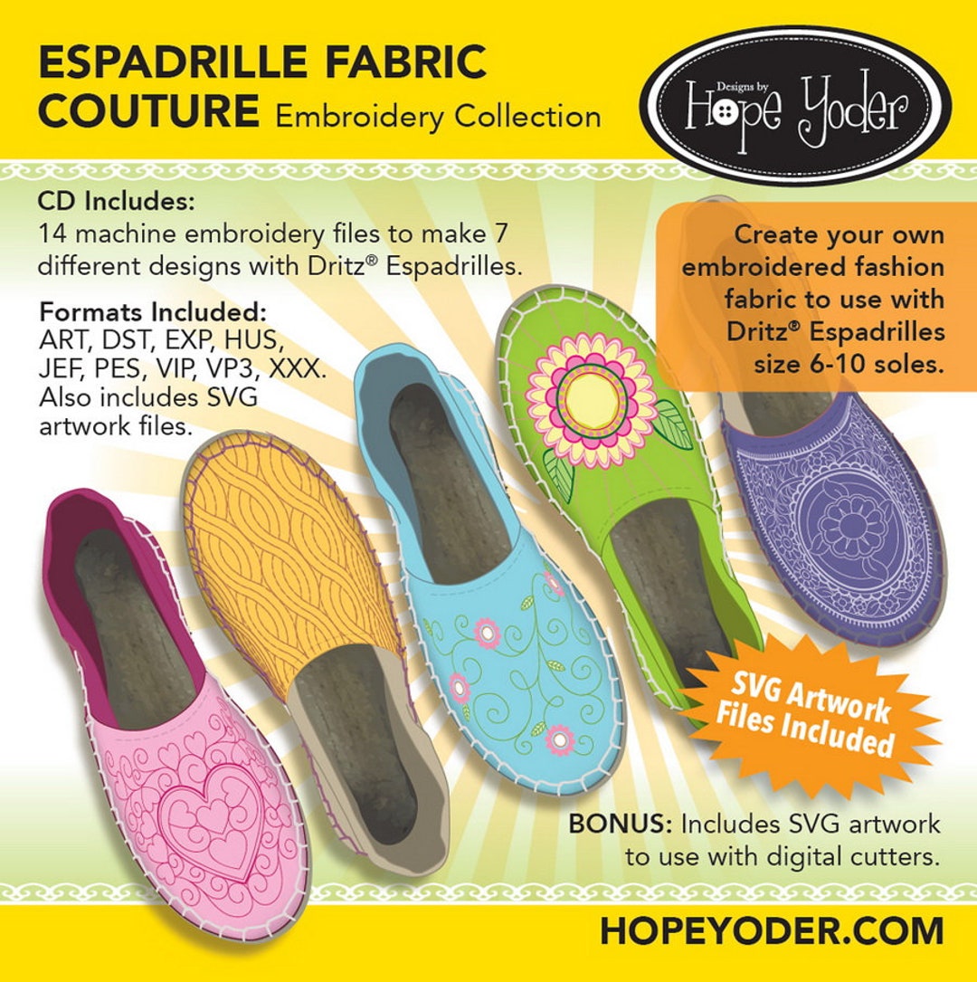Espadrille Fabric Couture by Hope Yoder Embroidery Collection - Etsy