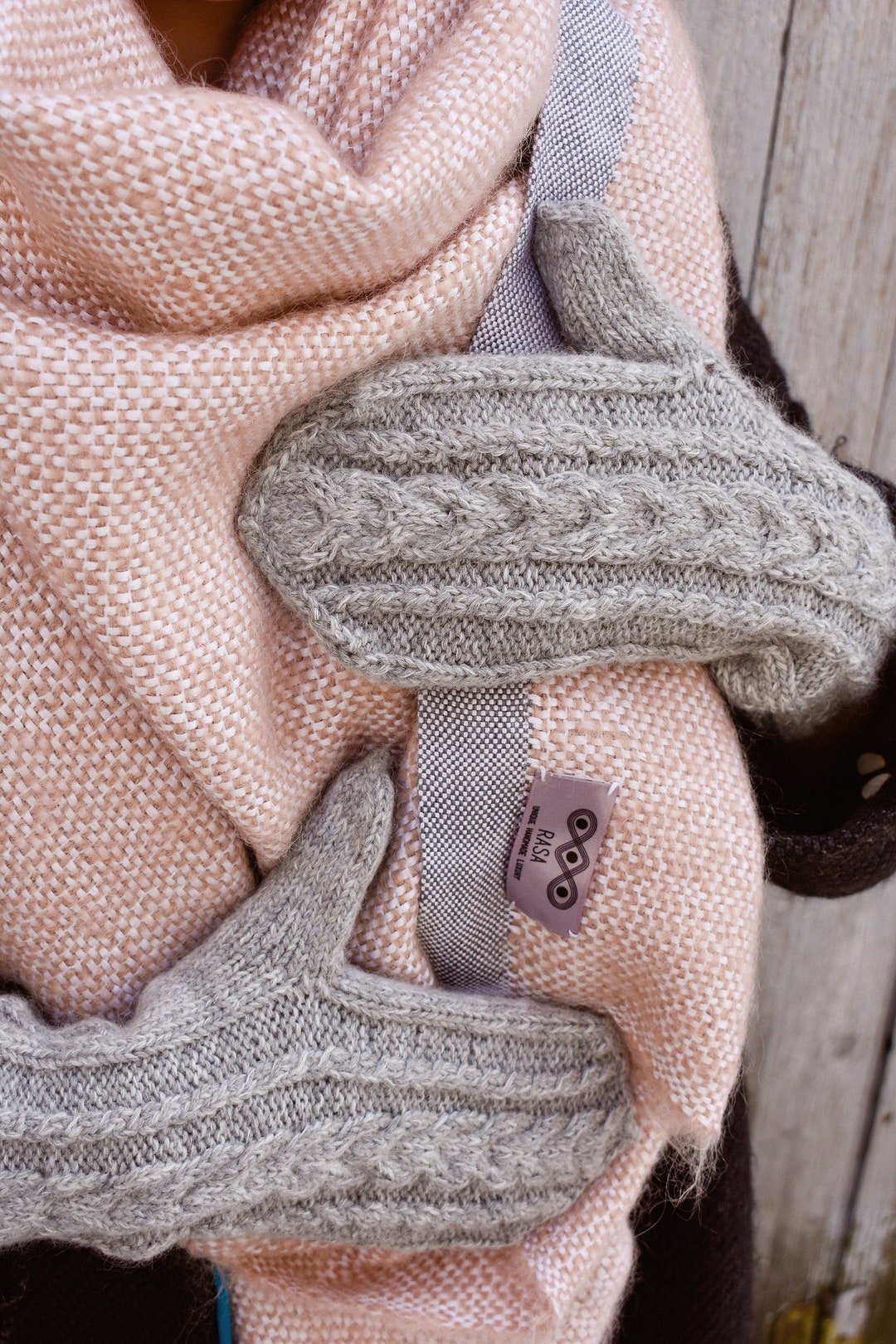Alpaca Mittens Gray Hand Knit Chunky Wool Gloves Warm Grey - Etsy