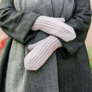 Alpaca Mittens, Warm Hand Knit Chunky Women Lavender Wool Gloves, Plain ...