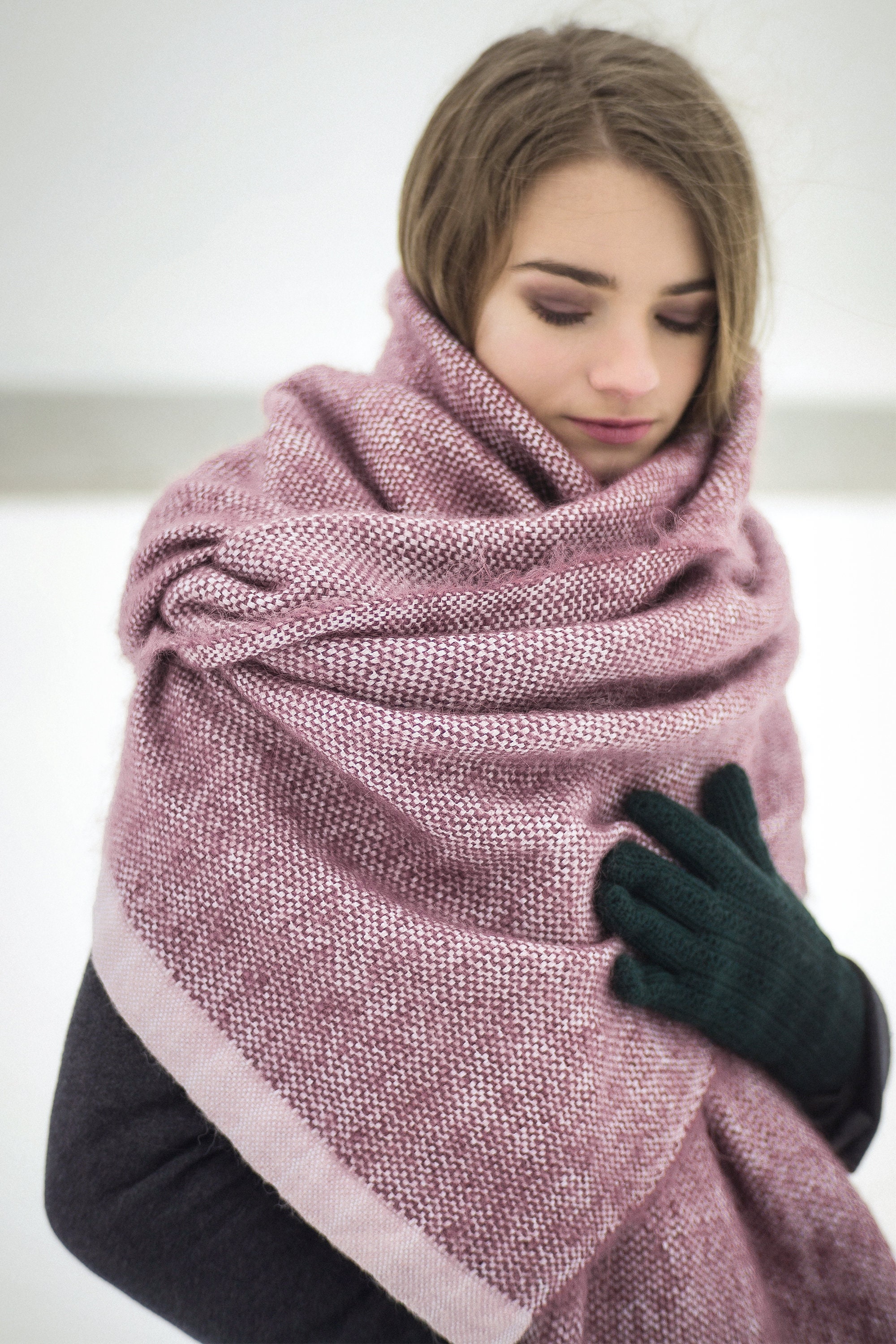 Women's Fall Shawl Oversized Silk Wrap Pink Alpaca - Etsy