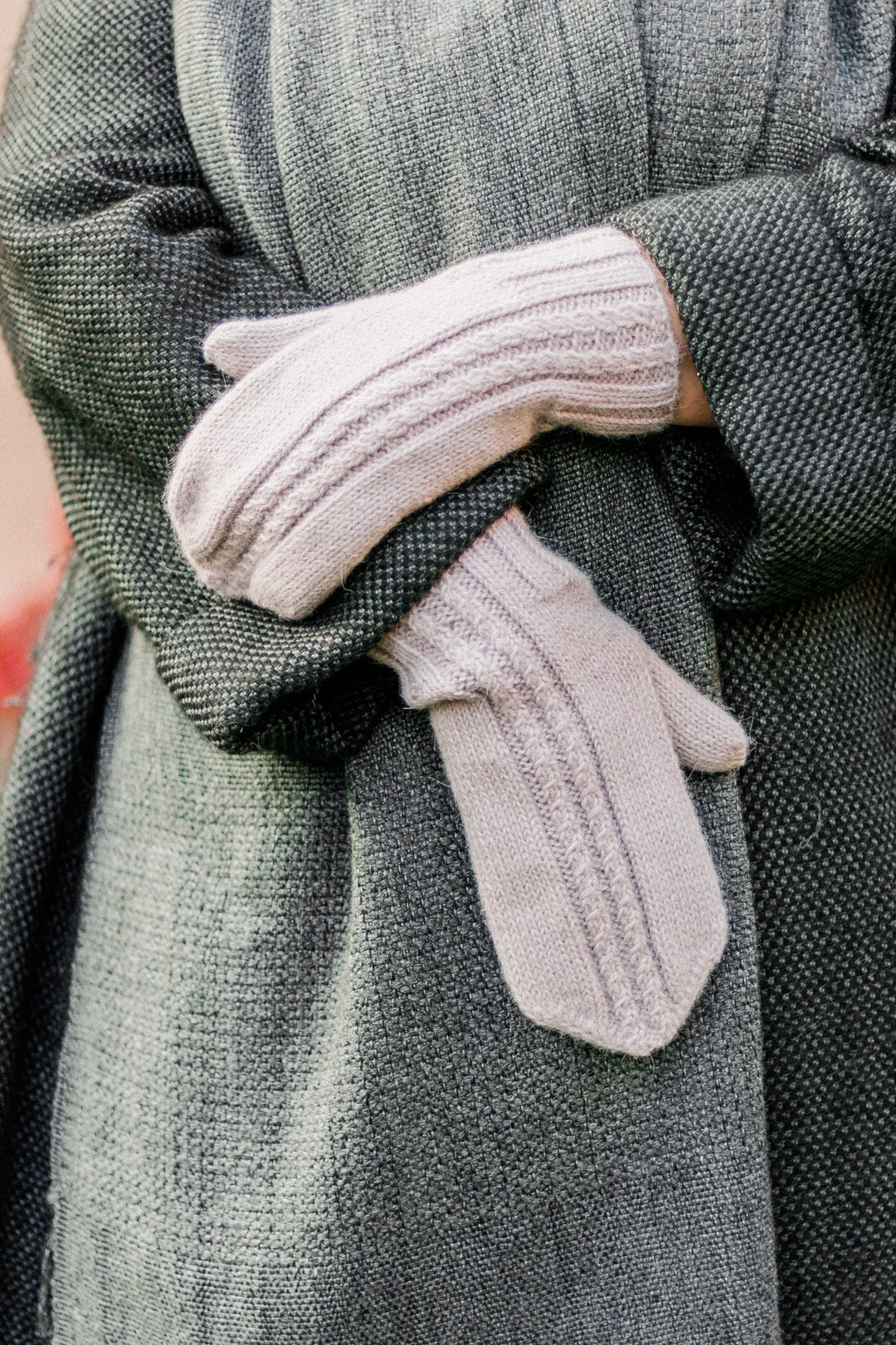 Alpaca Mittens, Warm Hand Knit Chunky Women Lavender Wool Gloves, Plain ...