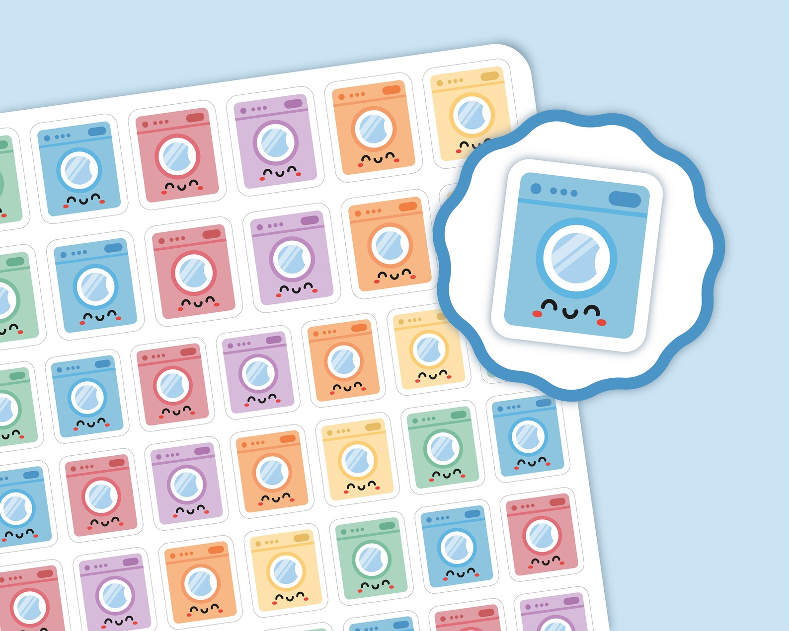 Laundry stickers washing machine labels chores sticker sheet | Etsy