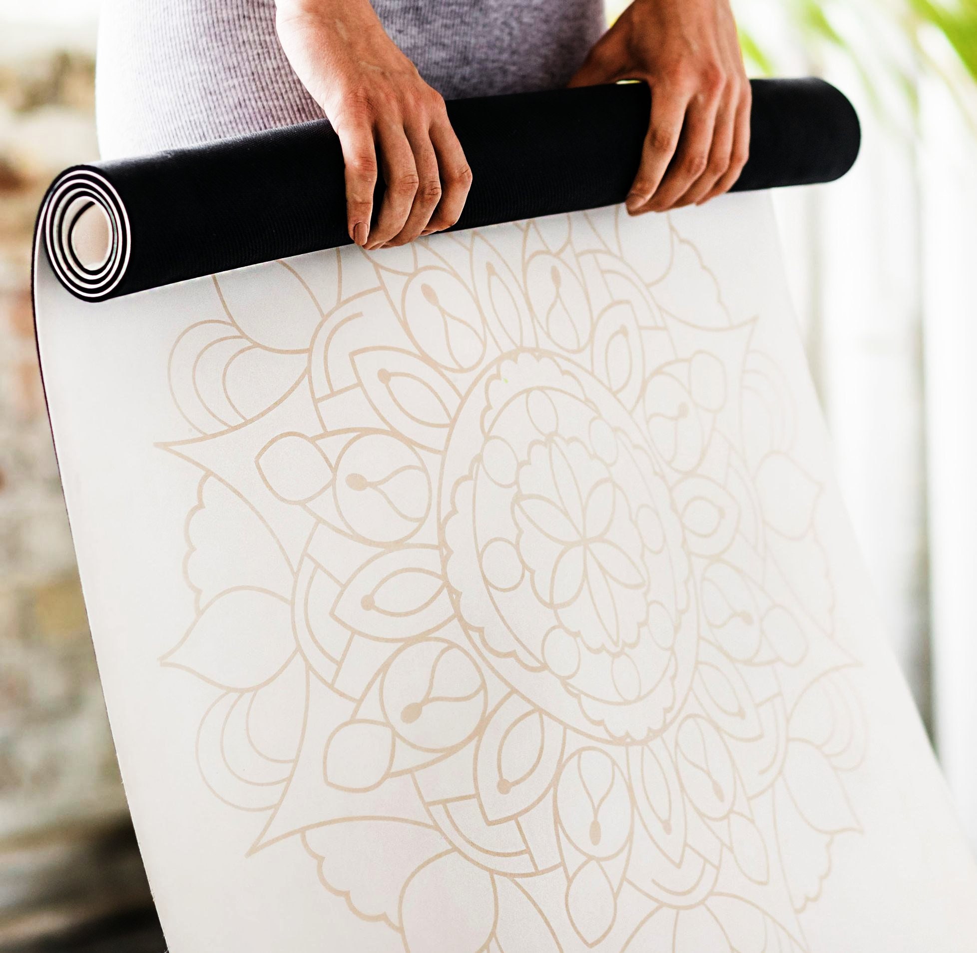 Boho Diyogi White Mandala Yoga Mat Printed Yoga Mat Design Bohemian ...