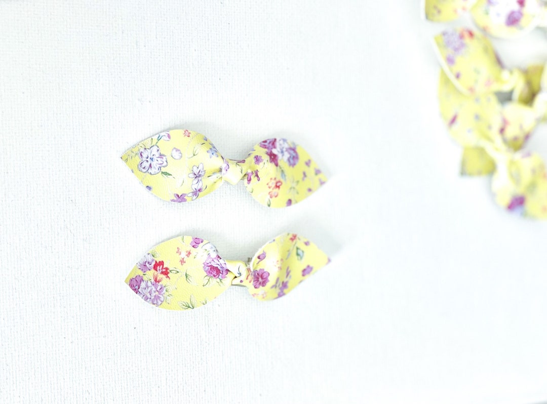Itty Bitty Floral Pigtail Clips Pigtail Bows Bow Hair Clip Set - Etsy