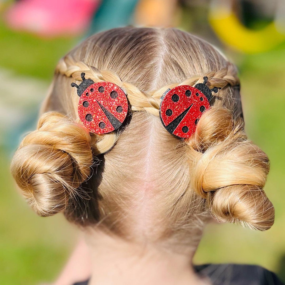 Sparkle Lady Bug Pigtail Clips | Pig Tail Hair Clips | Lady Bugs Hair ...