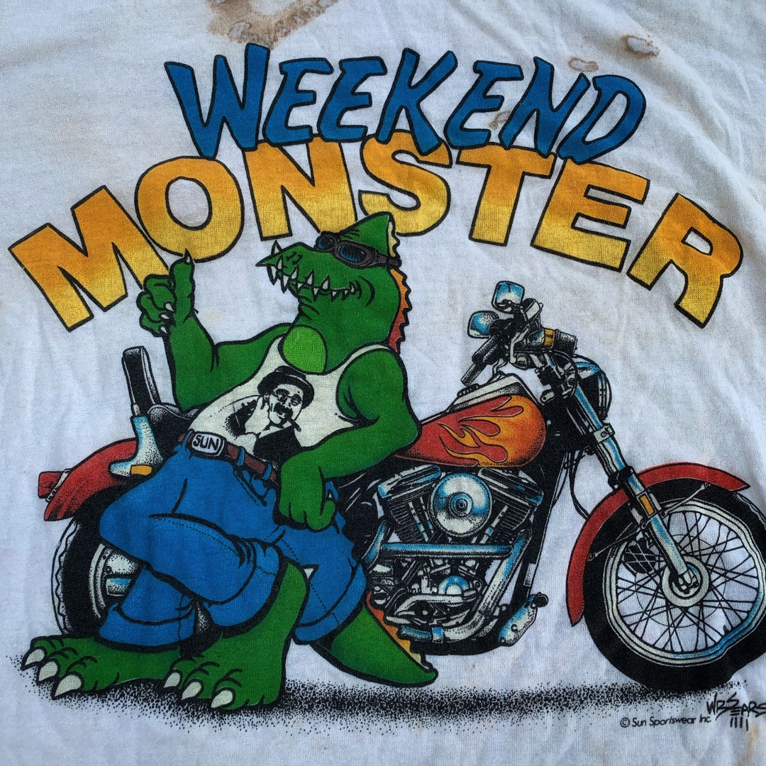 80s / 90s Weekend Monster Biker Gator Lizard Graphic Degenerate Tee ...
