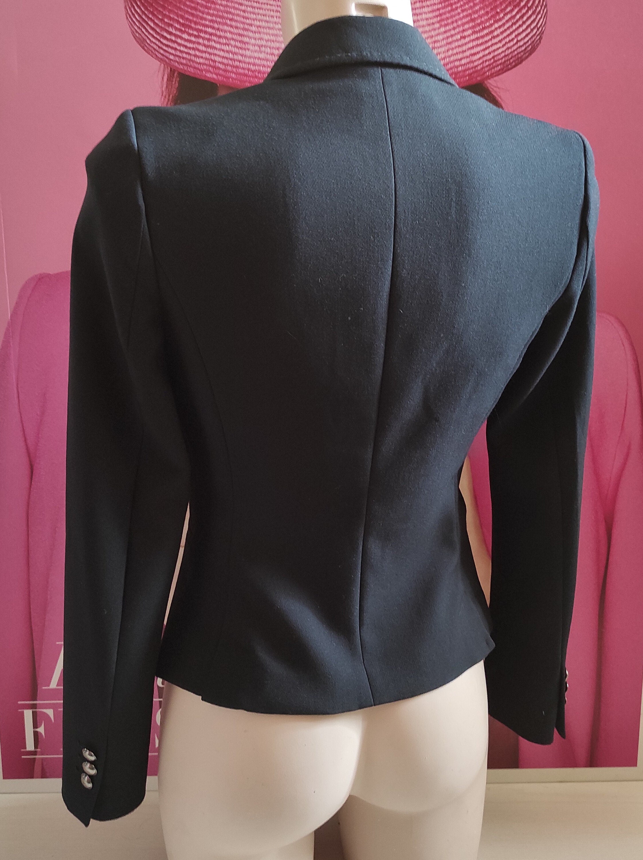 Women's Black Preppy Style Blazer/fashion Fitted One-button up Blazer ...