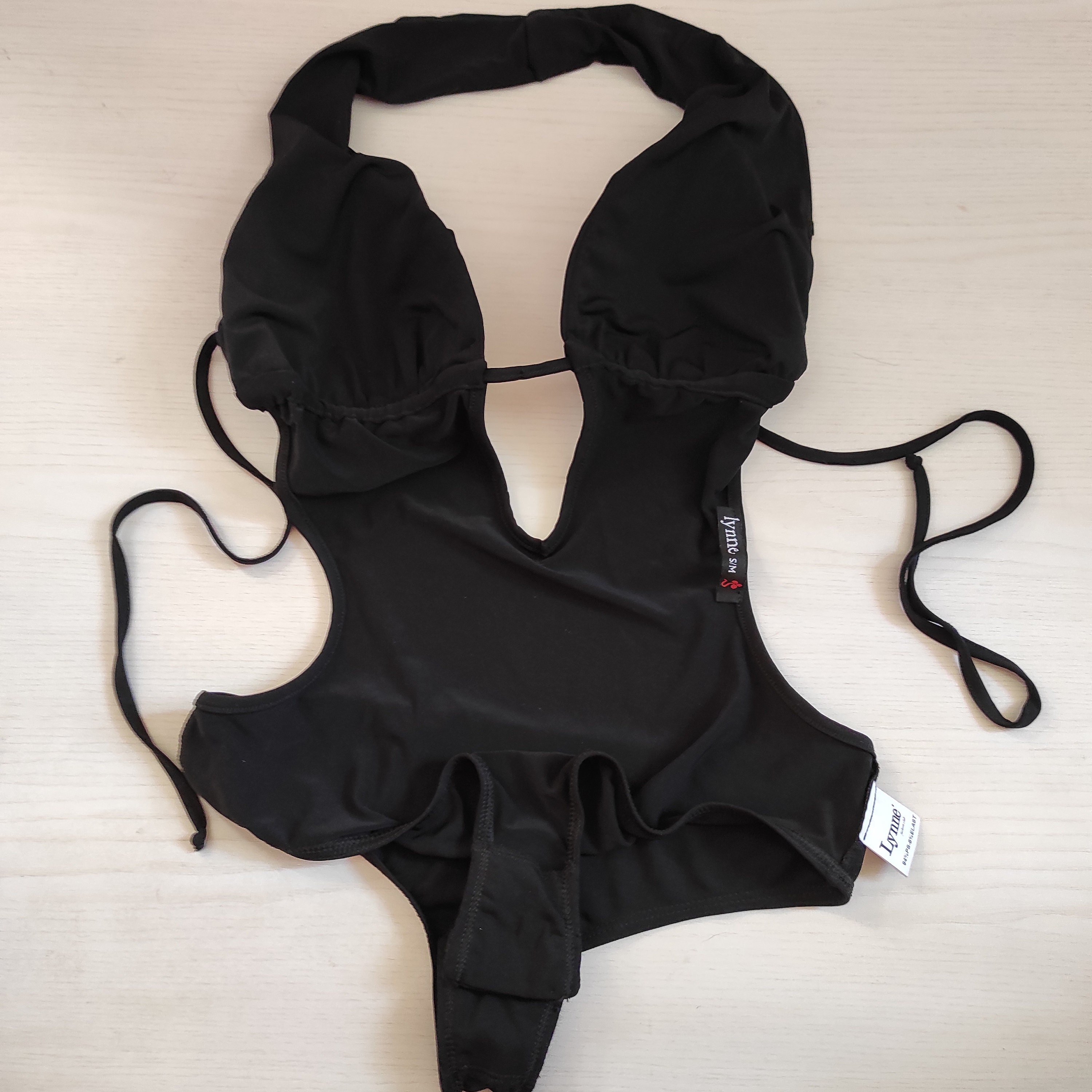 Sexy Black Body Top/cut Out Body in Black/open Front and Back Bodysuit ...