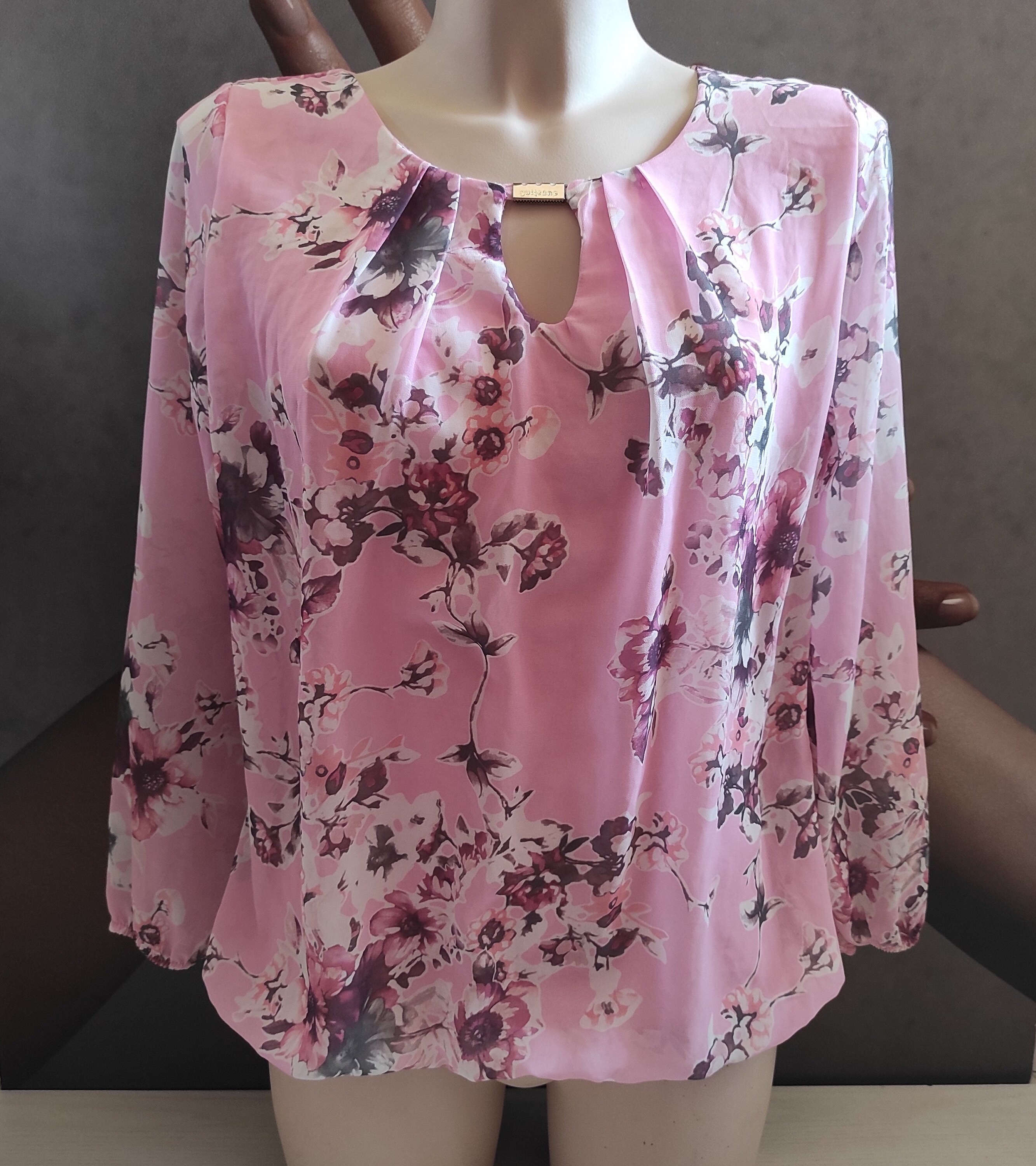 Women's Romantic Pink Flower Blouse/festival Floral Print Blouse/party ...