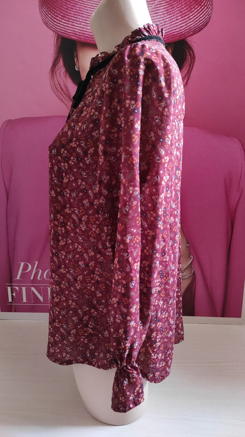 90s Frolar-paisley Print Cottagecore Blouse/peasant Loose Fit Ruffle ...