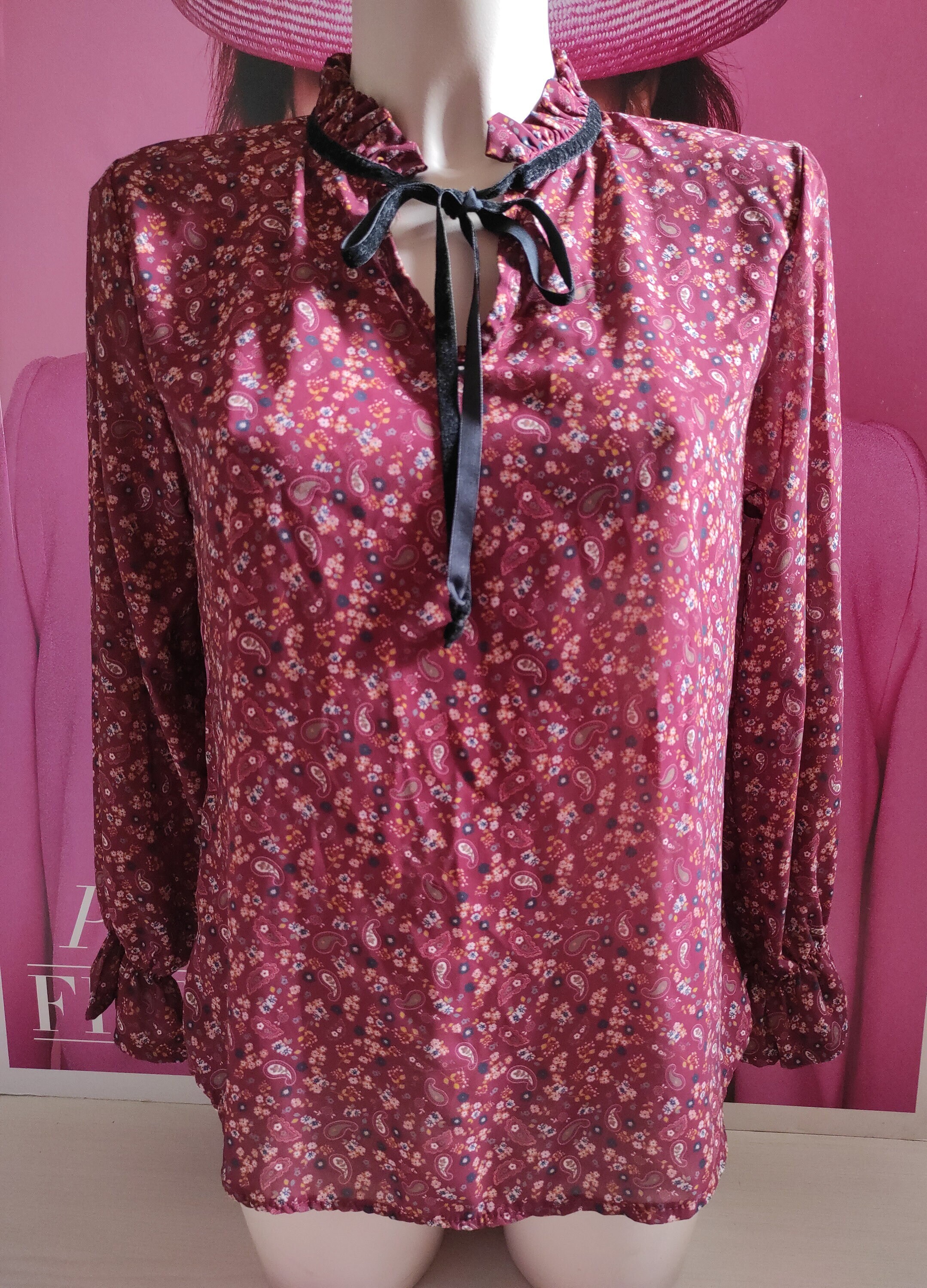 90s Frolar-paisley Print Cottagecore Blouse/peasant Loose Fit Ruffle ...