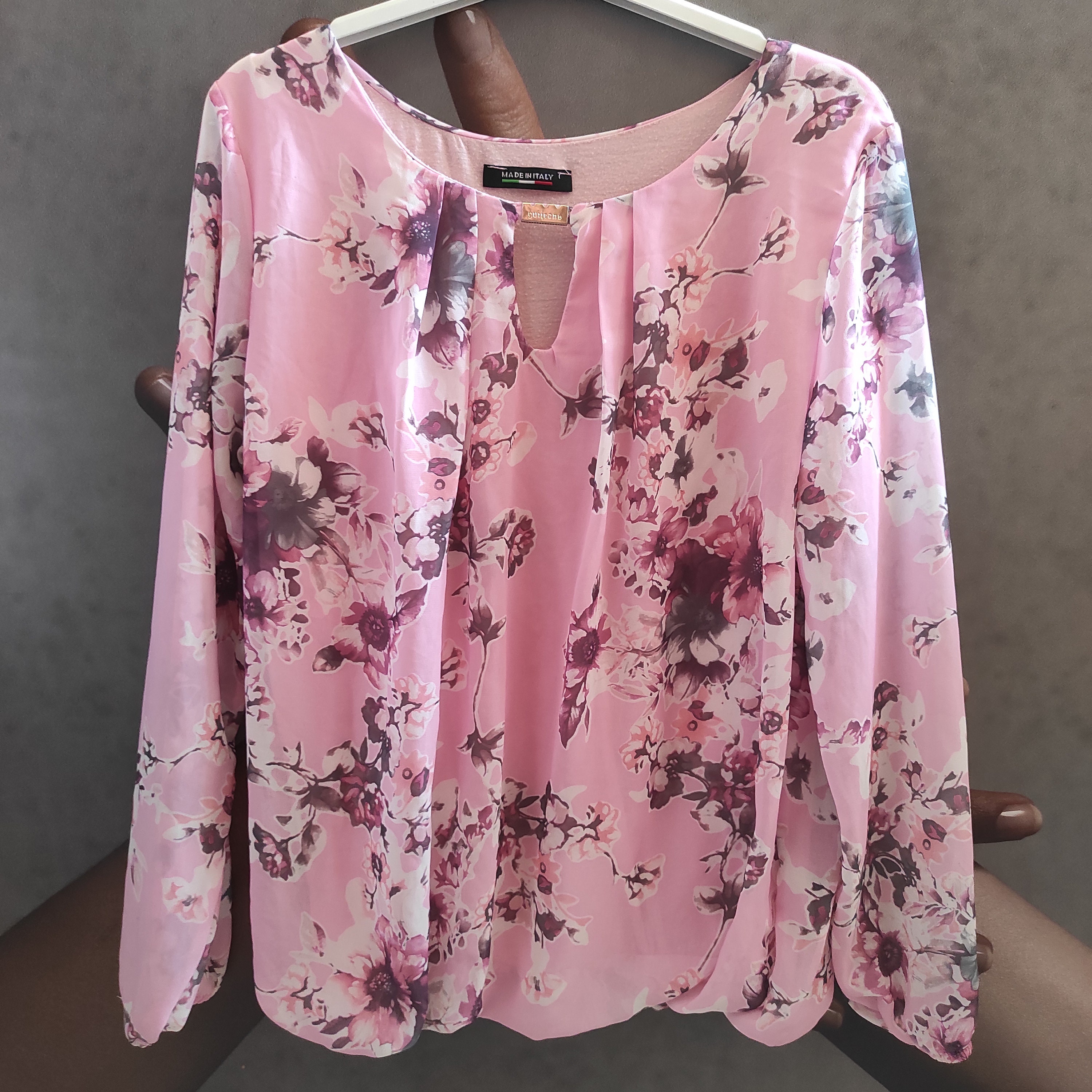 Women's Romantic Pink Flower Blouse/festival Floral Print Blouse/party ...