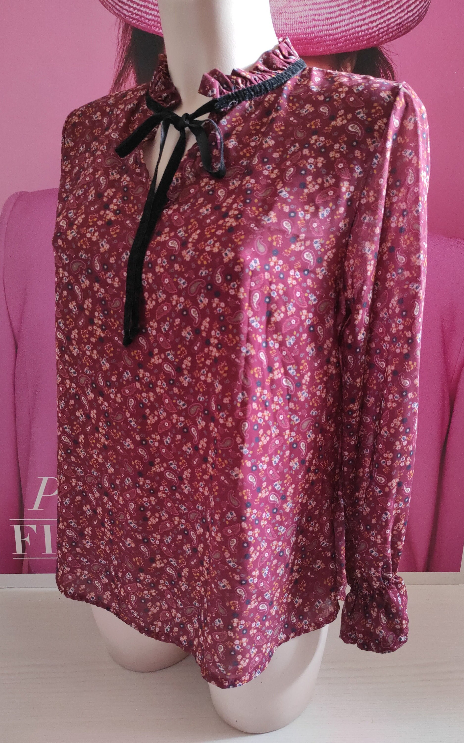 90s Frolar-paisley Print Cottagecore Blouse/peasant Loose Fit Ruffle ...