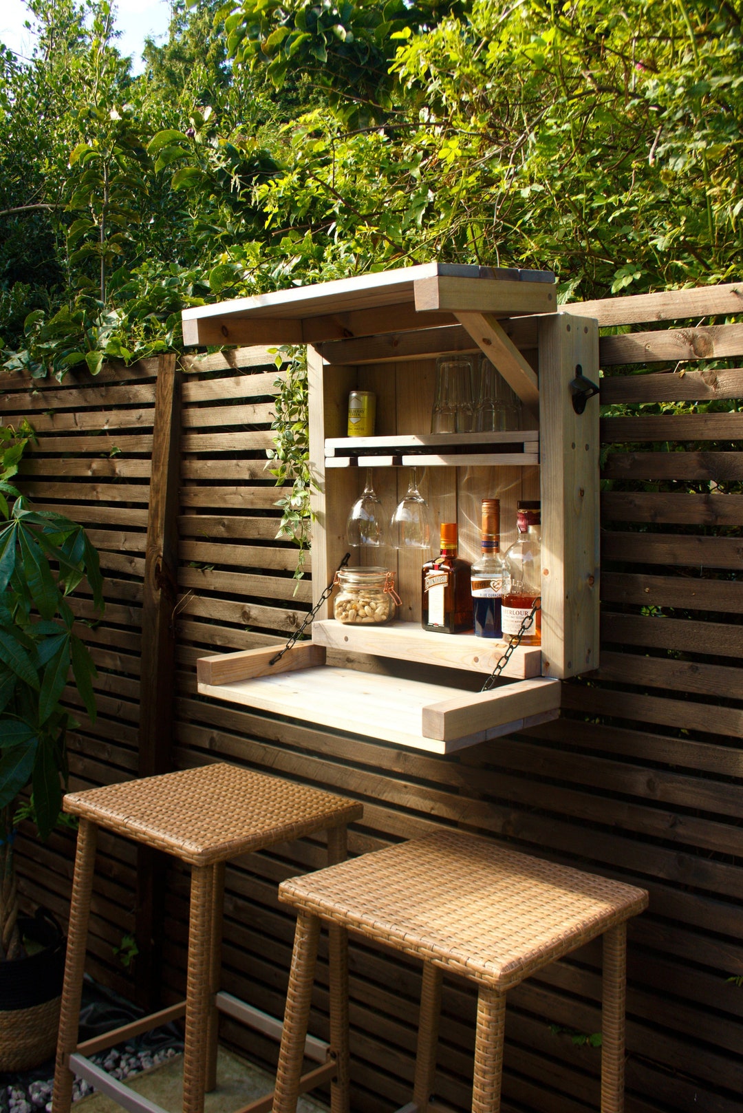 DYLAN Drop Down Wall Bar Wooden Garden Bar - Etsy