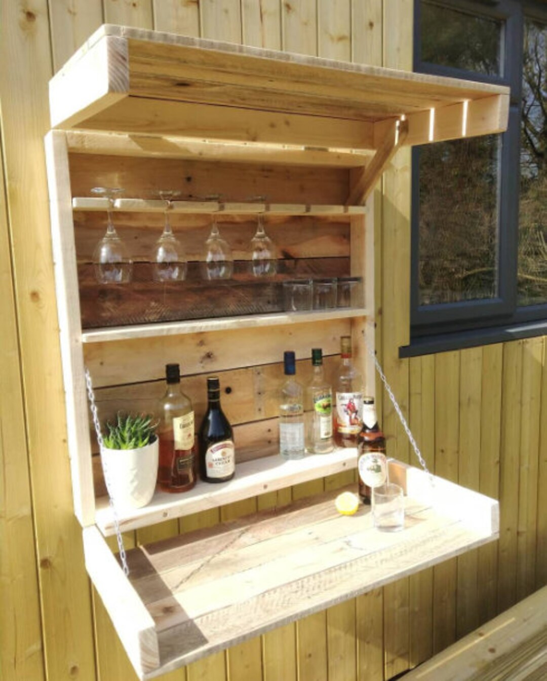 CARADOC Large Drop Down Bar - Wooden Wall Mounted - Etsy