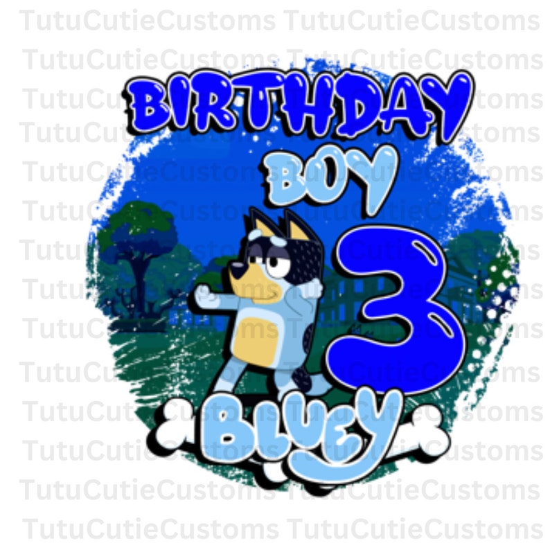 Bluey 3rd Birthday Png Designs - Etsy