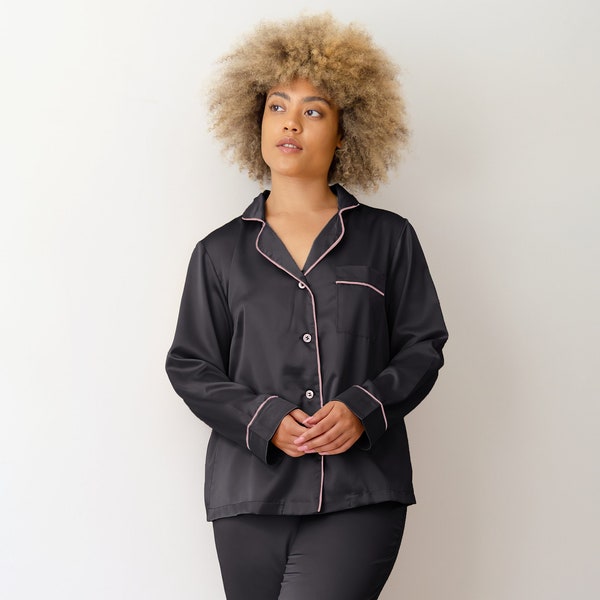 Custom Black Silk Pjs - Etsy