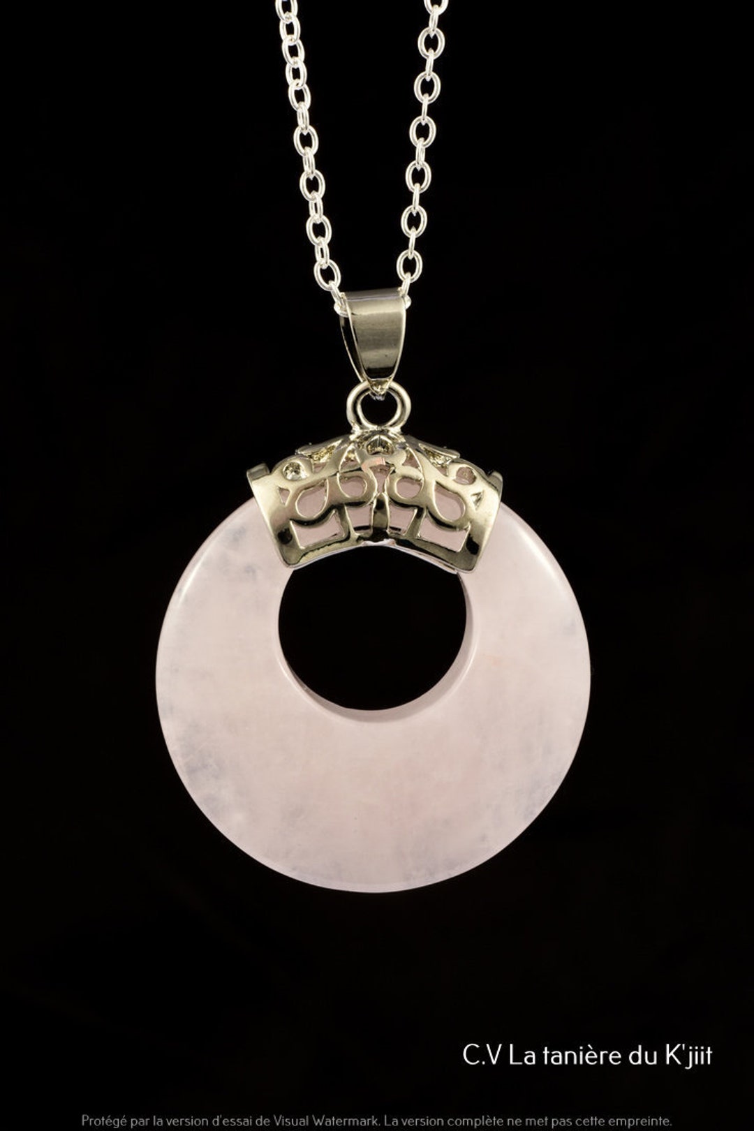 Rose Quartz Circle Pendant - Heart Chakra - Friendship Jewelry ...
