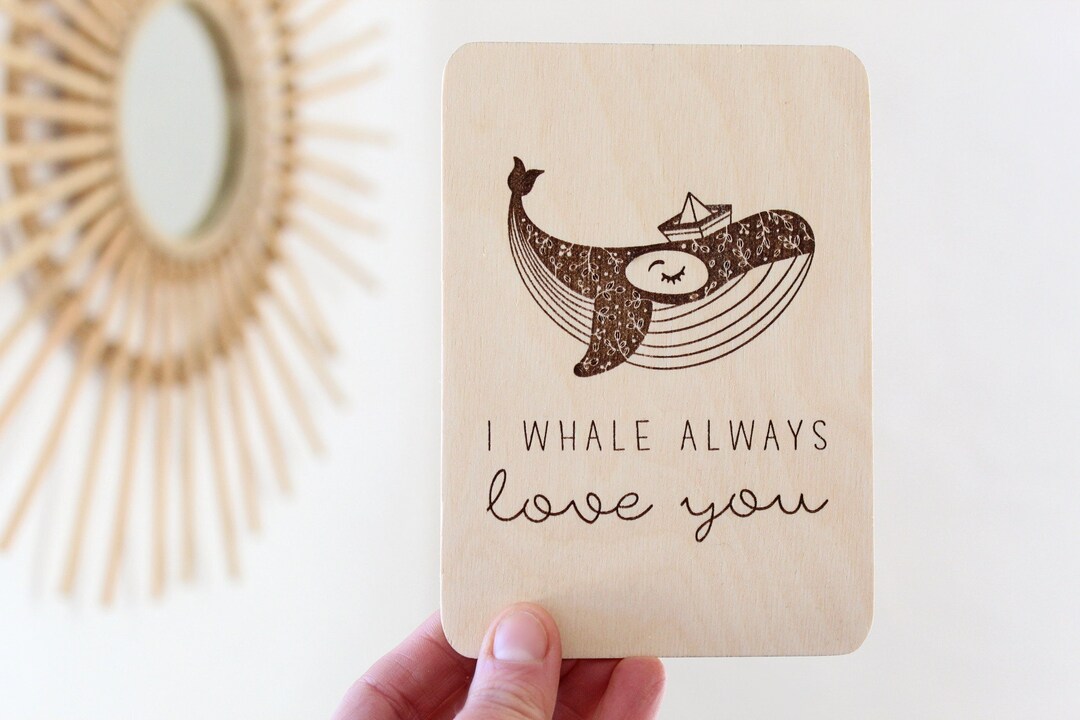 Wooden Card, Wooden Card, Whale, Love, Valentine's Day, I Whale Always ...