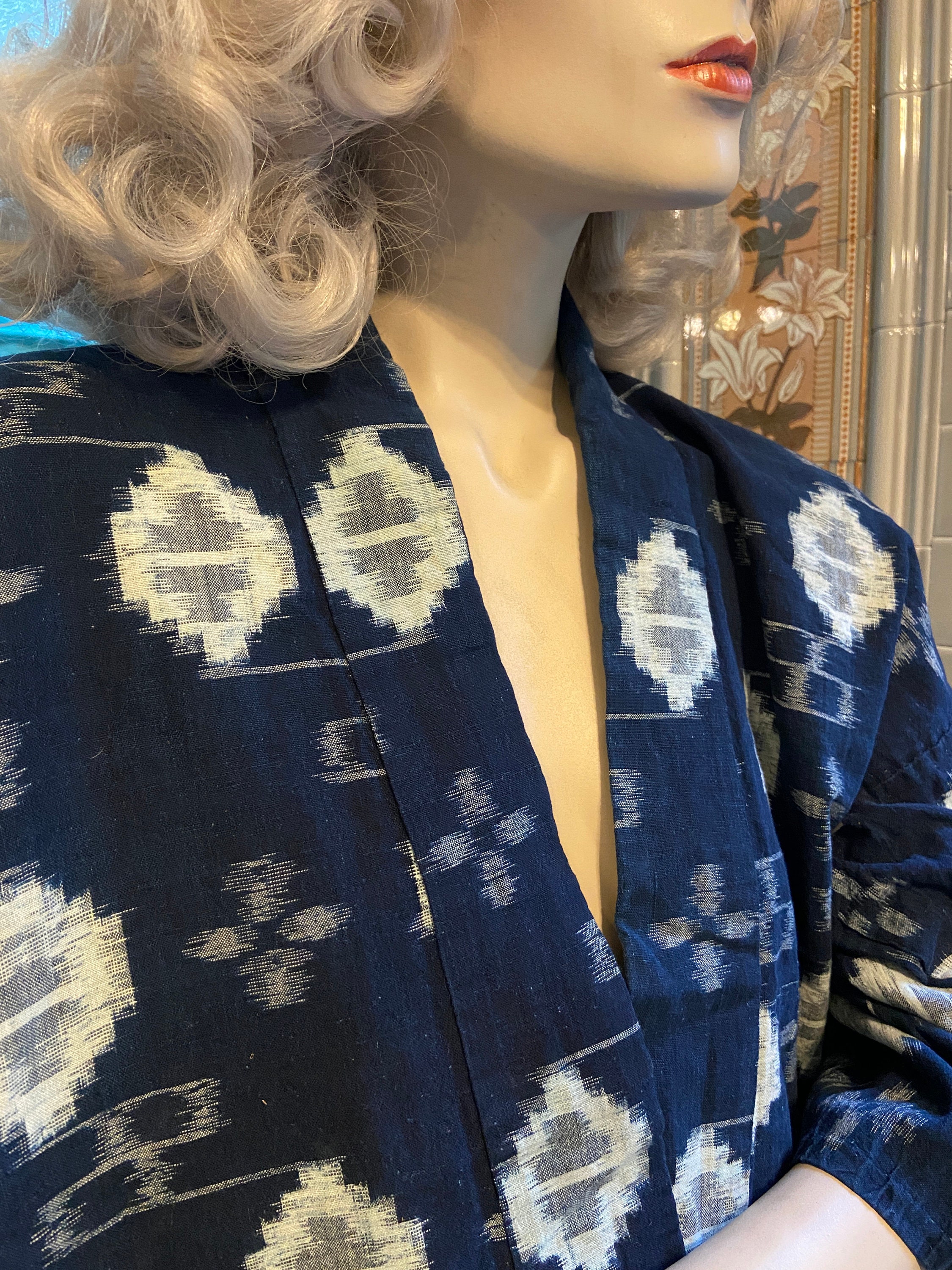 Antique Japanese Noragi Jacket Made in Kasuri Fabric ikat - Etsy