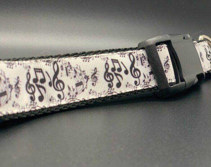 Music Notes Dog Collar, Black and White, Musical - Etsy