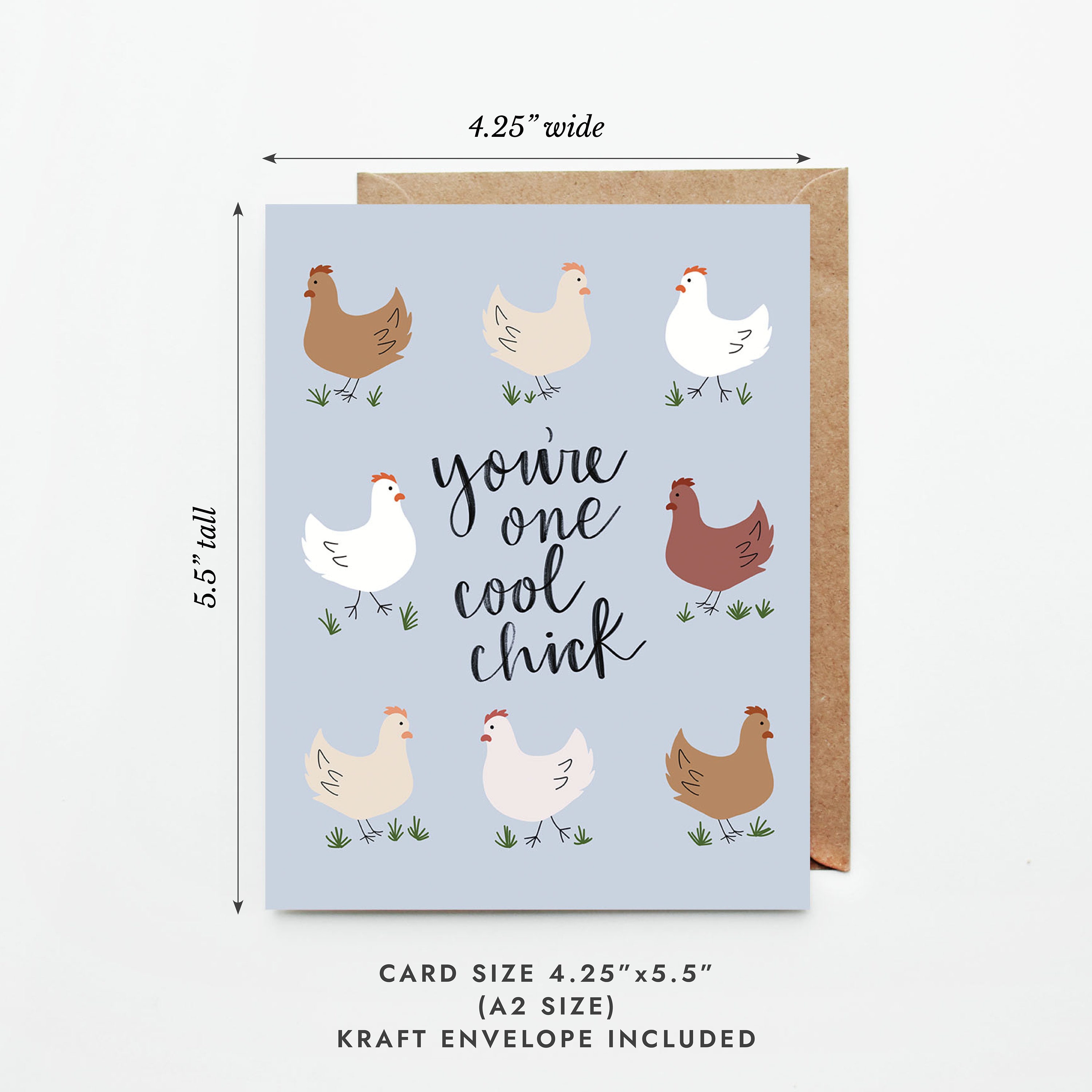 One Cool Chick Card, Birthday Card for Her, Chicken Greeting Cards ...